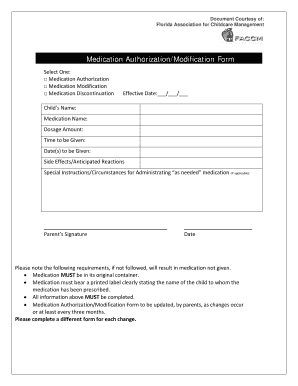 Fillable Online faccm Medication Authorization Form - FACCM - faccm Fax ...