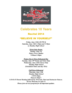 Fillable Online 2014 Updated Recital Packet Website and Print. Chapter ...