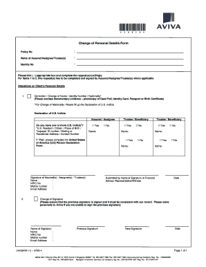 Aviva Change Of Personal Details Form - Fill Online, Printable ...