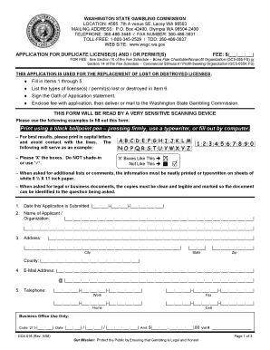 Fillable Online wsgc wa Application - Duplicate License or Permit ...