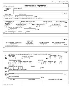 Fillable Online instruction greenriver International Flight Plan Form ...