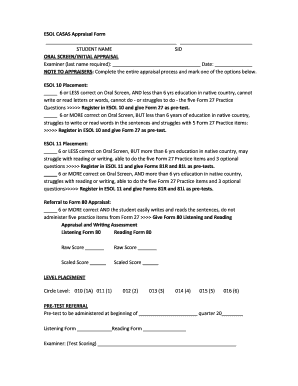 Fillable Online instruction greenriver ESOL CASAS Appraisal Form ...