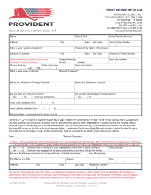 Fillable Online FIRST NOTICE OF CLAIM Insuring America's ...