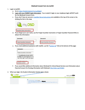Fillable Online Medicaid Consent Form via myDSD 1. Login to myDSD. a ...