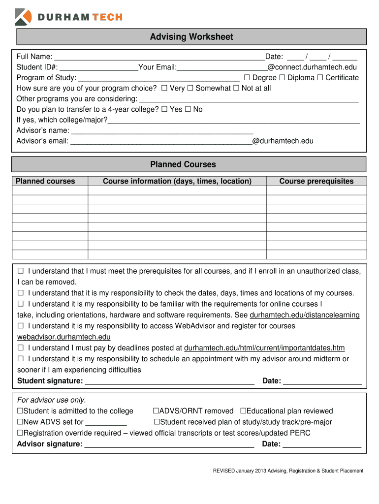 Fillable Online durhamtech Advising Worksheet Solar Thermal ...