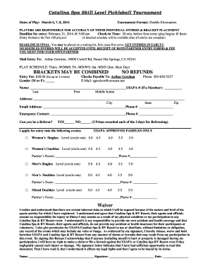 Fillable Online usapa Catalina Spa & RV Resort Pickleball Tournament ...