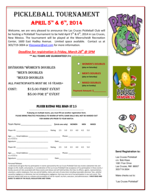 Fillable Online usapa PICKLEBALL TOURNAMENT - usapa Fax Email Print ...