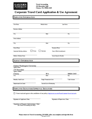 Fillable Online access ewu Corporate Travel Card Application & Use ...