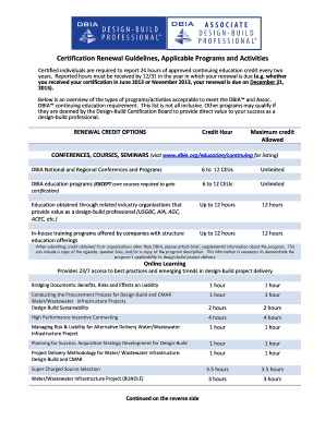 Fillable Online dbia Certification Renewal Guidelines, Applicable Programs and Activities Fax ...
