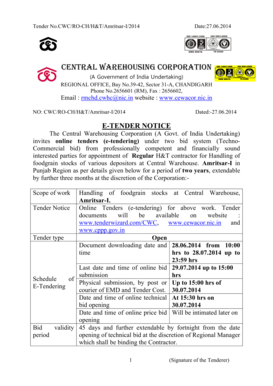 Fillable Online Tender - Central Warehousing Corporation Fax Email Print - pdfFiller