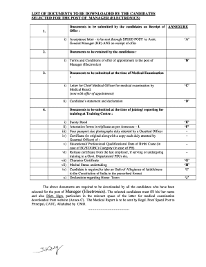 Fillable Online aai LIST OF DOCUMENTS TO BE DOWNLOADED BY THE ...