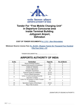 Fillable Online aai Tender For Free Mobile Charging Unit - Airports ...