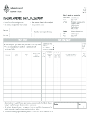 Fillable Online Form 4: Parliamentarian's Travel Declaration ...