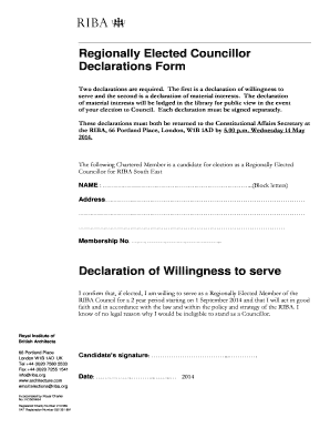 Fillable Online Regionally Elected Councillor Declarations Form ...