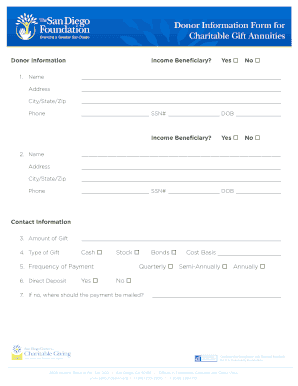 Fillable Online sdfoundation Donor Information Form for Charitable Gift ...