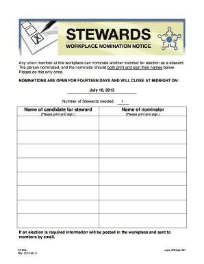 Fillable Online bcgeu Any union member at this workplace can nominate ...
