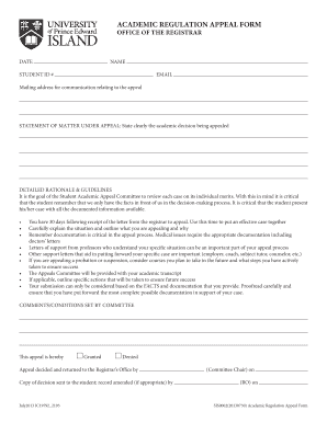 Fillable Online ACADEMIC REGULATION APPEAL FORM Fax Email Print - pdfFiller