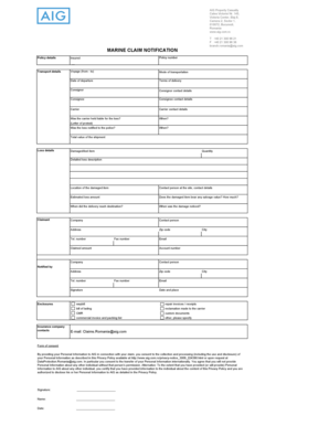 Fillable Online Marine Claim Form Notification_ENG - AIG Fax Email ...