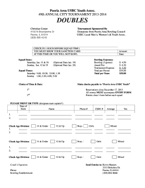 Fillable Online 2013 Tournament Entry - Greater Peoria Bowling ...