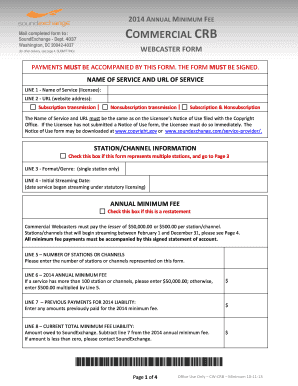 Fillable Online 2014 ANNUAL MINIMUM FEE COMMERCIAL CRB Mail completed ...