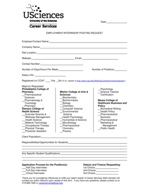Fillable Online usciences Employment/Internship Posting Request Form ...