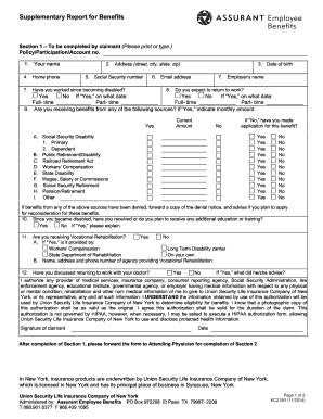 Fillable Online supplementary report for benefits form Fax Email Print ...