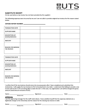 Fillable Online SUBSTITUTE bRECEIPTb - FSU Fax Email Print - pdfFiller