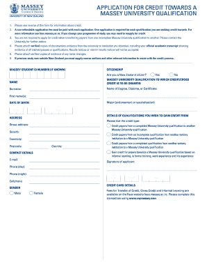 Fillable Online massey ac 2014 Application for credit towards a Massey ...