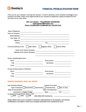 Fillable Online FINANCIAL PREQUALIFICATION FORM - Donley's Fax Email ...