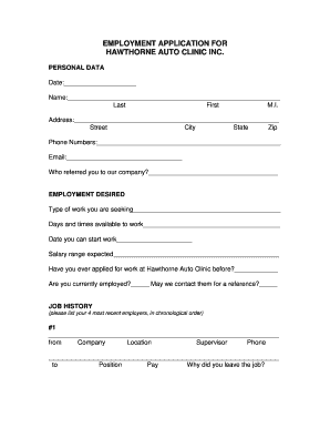Fillable Online Submit our Employment Application ONLINE - Hawthorne ...