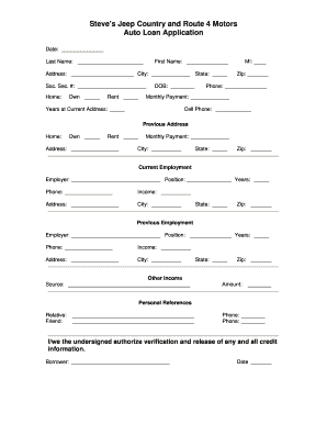 Fillable Online Car or truck credit application - Route 4 Motors Fax ...