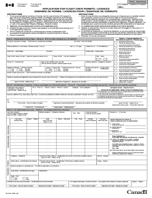Fillable Online APPLICATION FOR FLIGHT CREW PERMITS / LICENCES ... Fax ...