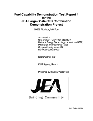 Fillable Online netl doe JEA Pitt 8 Test Report DOE FINAL Issue bRevb 1 ...