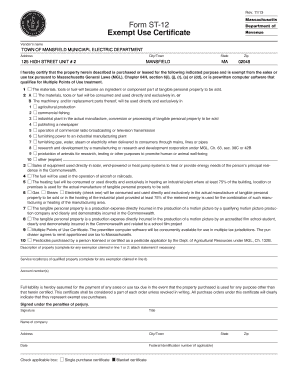 Fillable Online Exempt Use (Form ST-12) - Mansfield Municipal Electric ...
