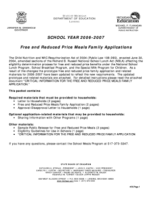 Fillable Online mason k12 mi Application packet cover sheet-lunch ...