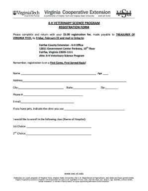 Fillable Online offices ext vt 4-h veterinary science program ...