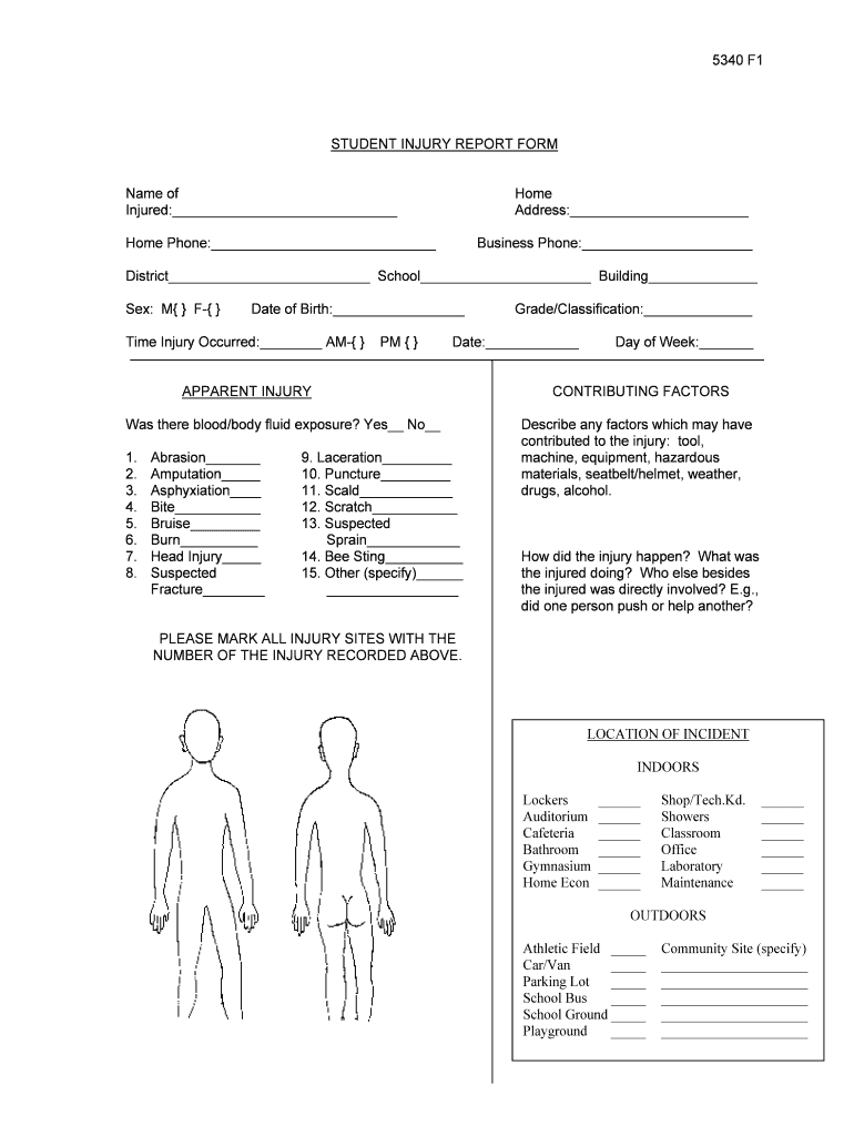Fillable Online eriemason k12 mi Student Injury Report Form - Mason ...