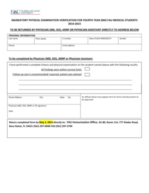 Fillable Online med fau Mandatory Physical Examination Verification ...