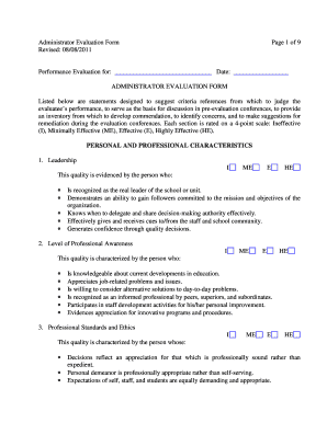 Fillable Online marshall k12 mi Administrator Evaluation Form_080811 ...