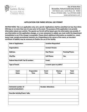 Fillable Online ci santa-rosa ca Special Use Permit Application - City ...