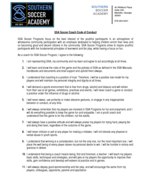Fillable Online BSSAb Rec Coach Code of Conduct - Cannons Soccer Club ...