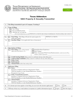 Fillable Online insurance tx NAIC Property and Casualty Transmittal ...