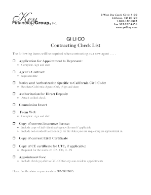Fillable Online GILICO Contracting Check List - Key Financial Group ...
