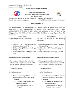 Fillable Online Standard Form Number: SF-GOOD-30 Revised on: May ...