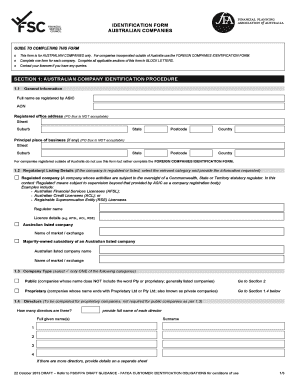 Fillable Online IDENTIFICATION FORM AUSTRALIAN COMPANIES Fax Email ...