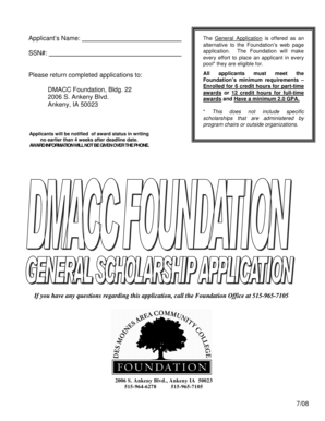 Fillable Online go dmacc Applicant's Name: SSN#: Please return ...