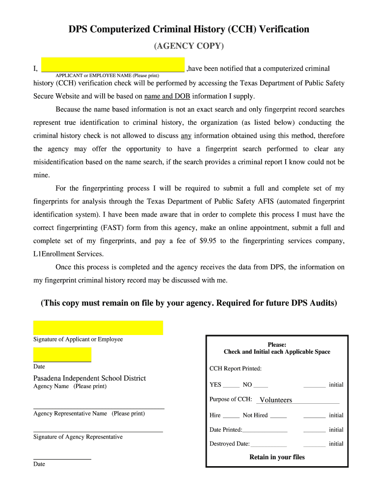 Fillable Online DPS Audit Verification-Volunteers Fax Email Print ...