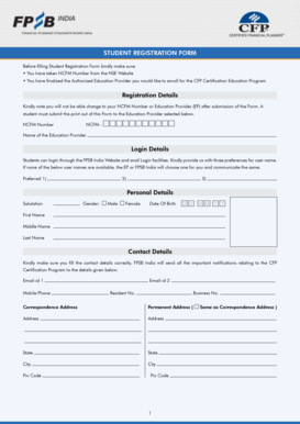Fillable Online STUDENT REGISTRATION FORM Registration Details ...