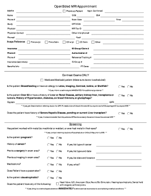 Fillable Online Appointment Request Form - OpenSided MRI Fax Email ...