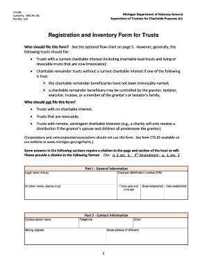 Fillable Online mich Registration and Inventory Form for Trusts - State ...